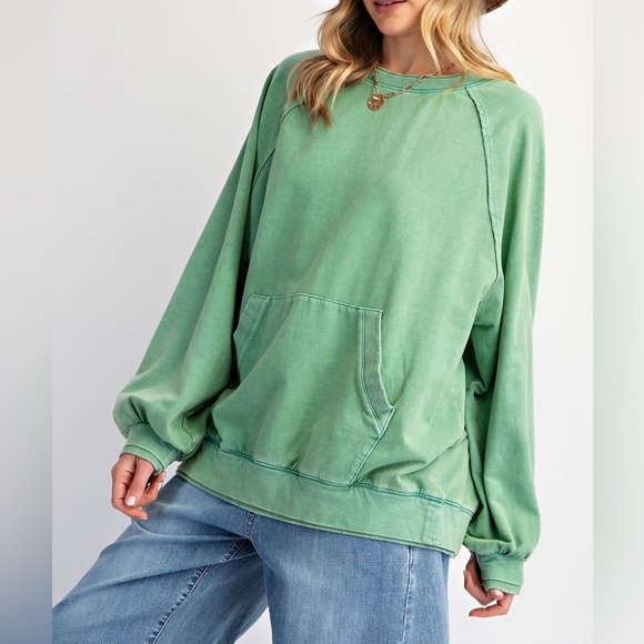 easel | Tops | E9 Last One Easel Oversize Green Mineral Wash Sweatshirt ...